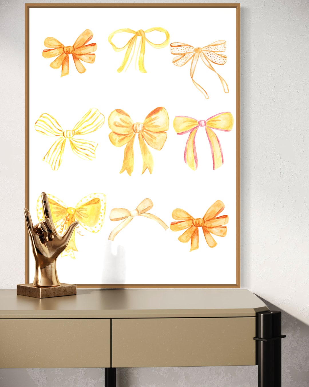 Yellow Bows Art Print, Coquette Poster, Girly Room Decor, Preppy Wall ...