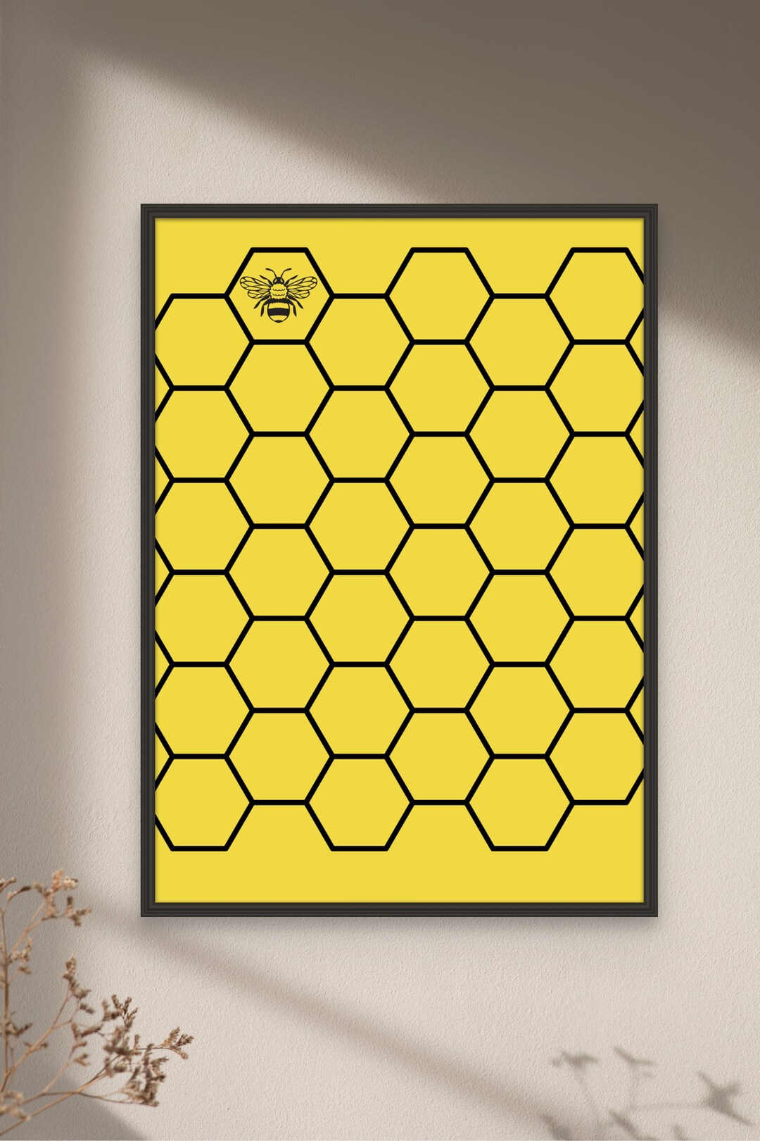 Bee Honeycomb Wall Art Print: Insect Hexagon Poster (digital Download ...