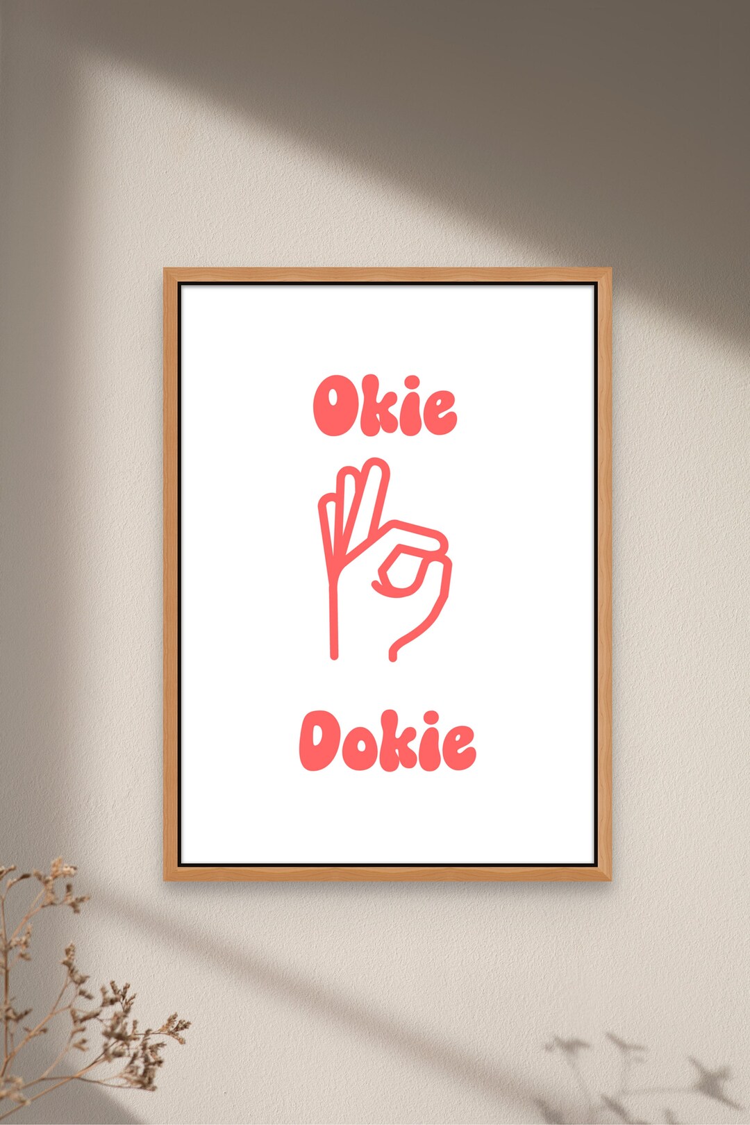 Okie Dokie Art Print, Digital Download, Red and White, OK Hand Sign ...