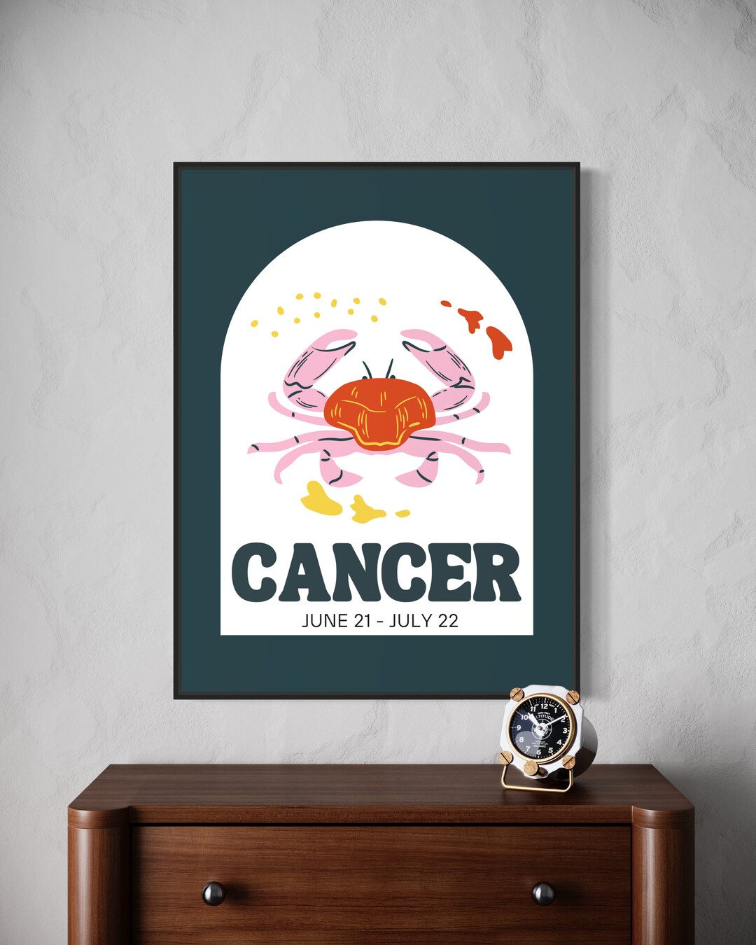 Cancer Zodiac Poster: Retro Bold Color Wall Art (digital Download) - Etsy