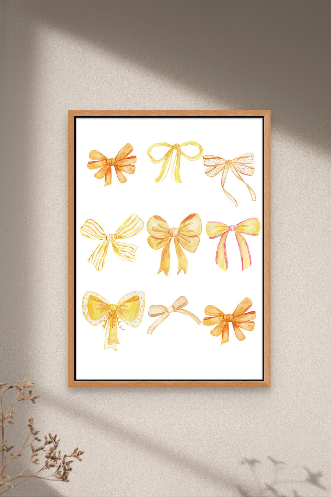Yellow Bows Art Print, Coquette Poster, Girly Room Decor, Preppy Wall ...