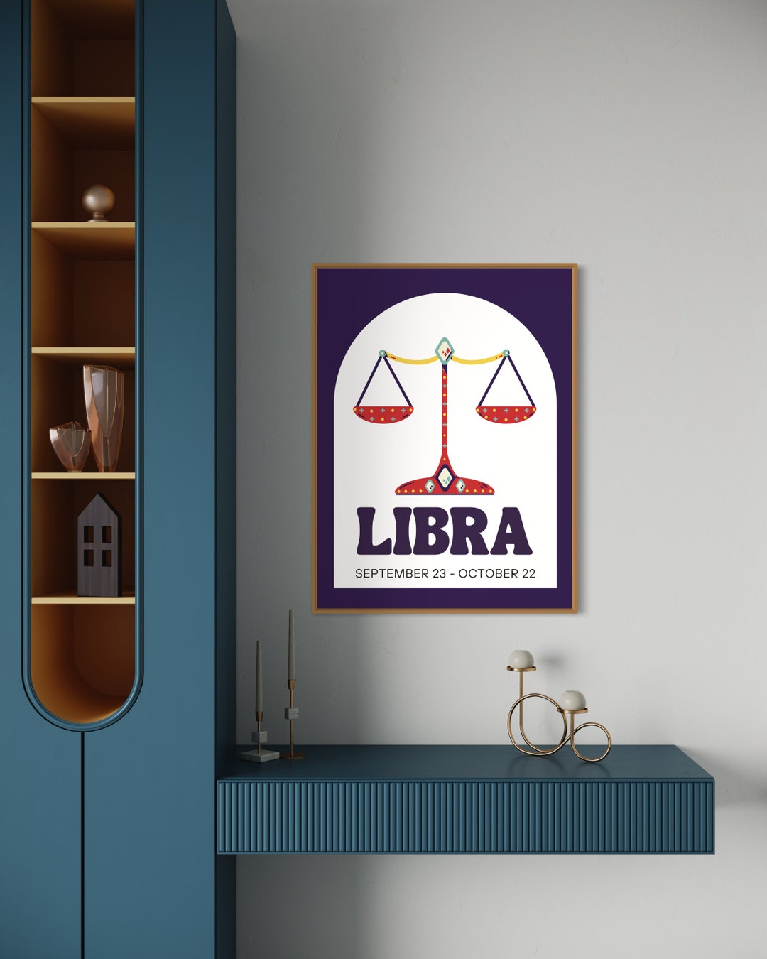 Libra Wall Art Print, Trendy Zodiac Poster, Retro Wall Decor, Libra ...