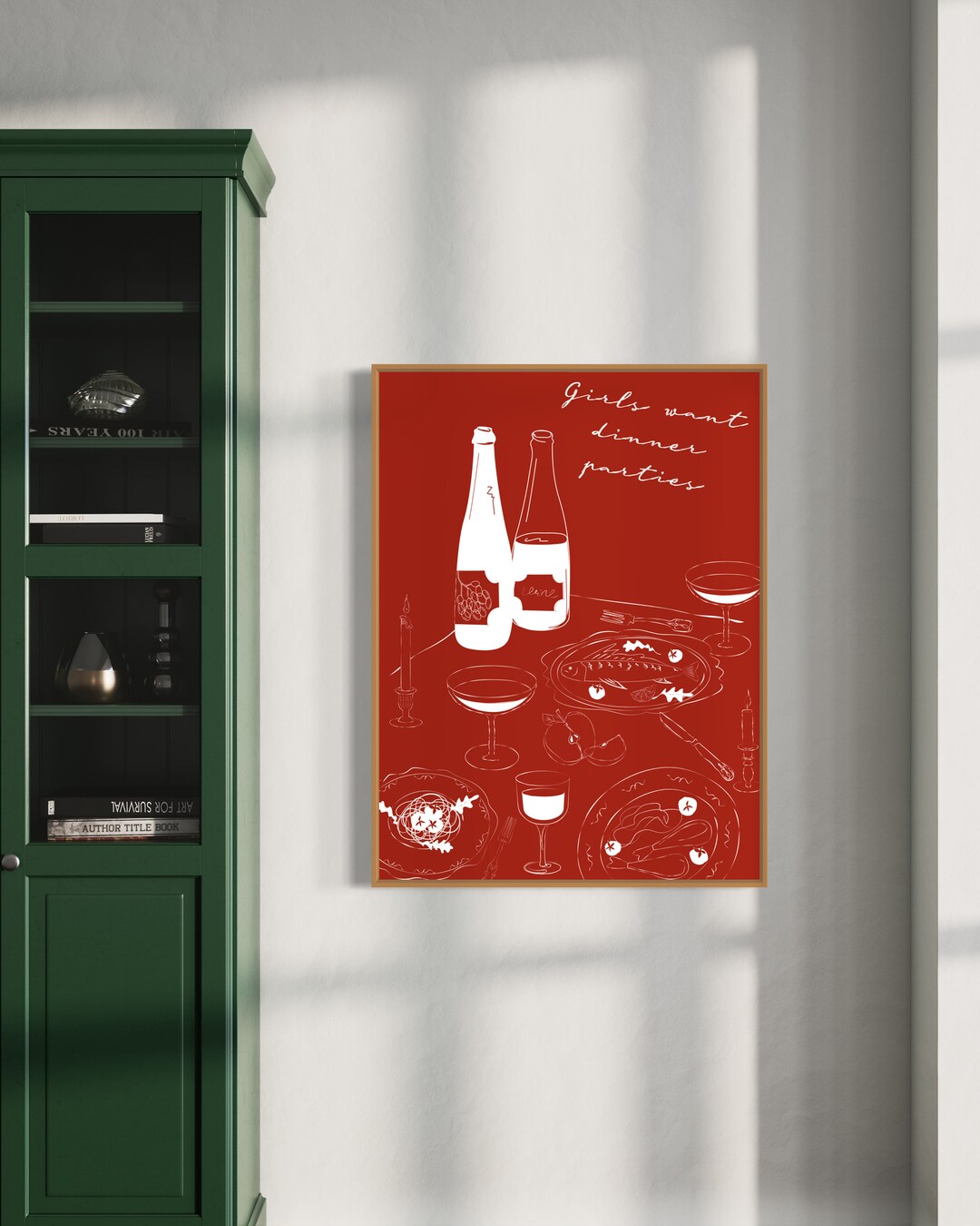 Dinner Party Art Print, Kitchen Poster, Wine Night Decor, Aesthetic ...