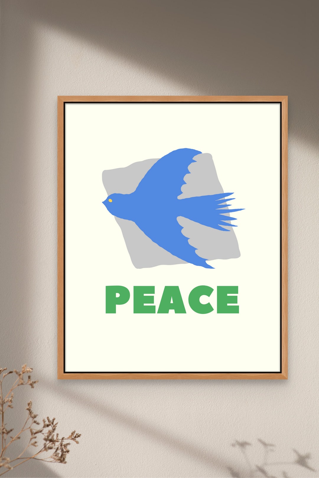 Peace Dove Art Print, Bird Poster, Peaceful Wall Decor, Boho Digital ...