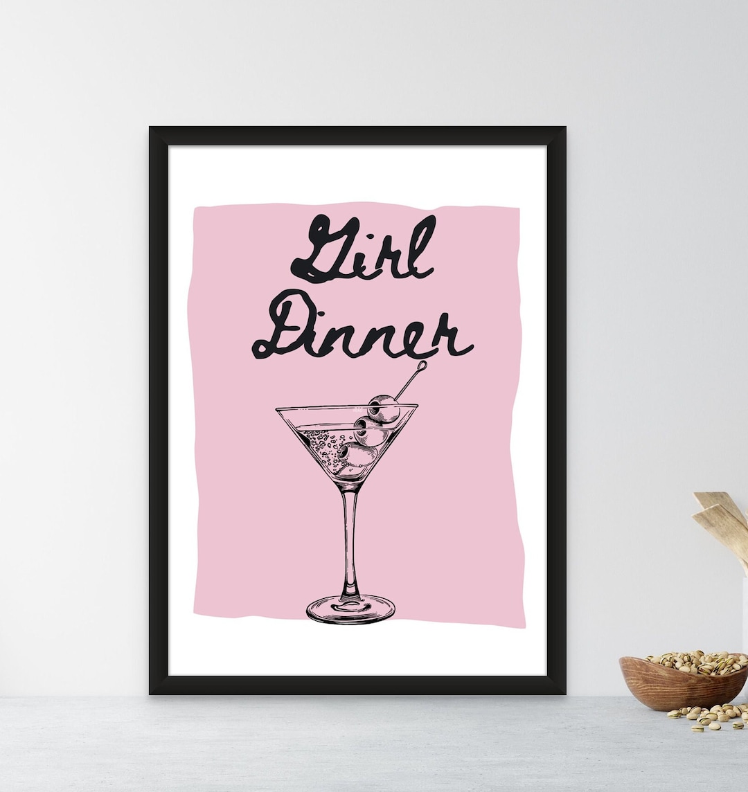 Digital Download Girl Dinner Art Print Martini Poster - Etsy