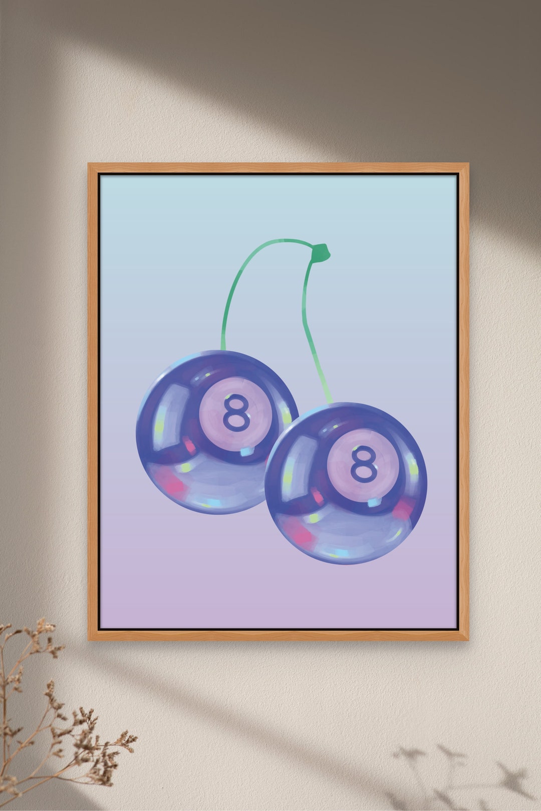 Cherry 8 Ball Art Print, Preppy Poster, Trendy Digital Download ...