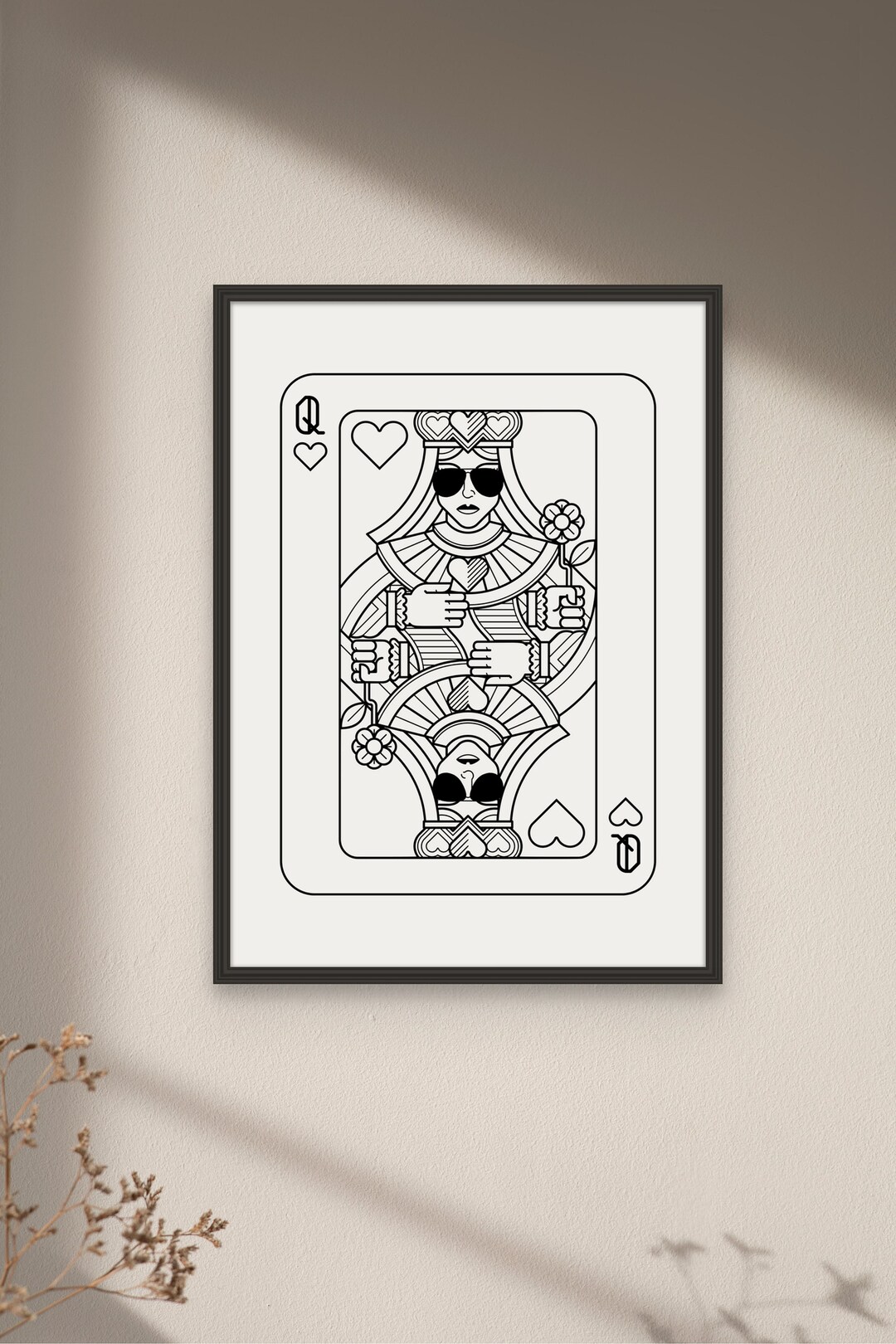 Queen of Hearts Poster, Lucky You Art, Aesthetic Wall Decor, Bar Cart ...