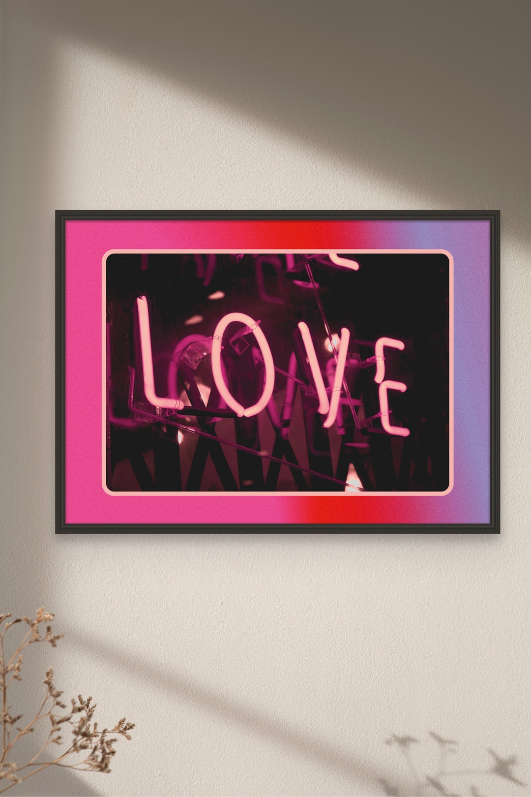 Love Neon Sign Print, Neon Light Poster, Trendy Wall Decor, Retro ...