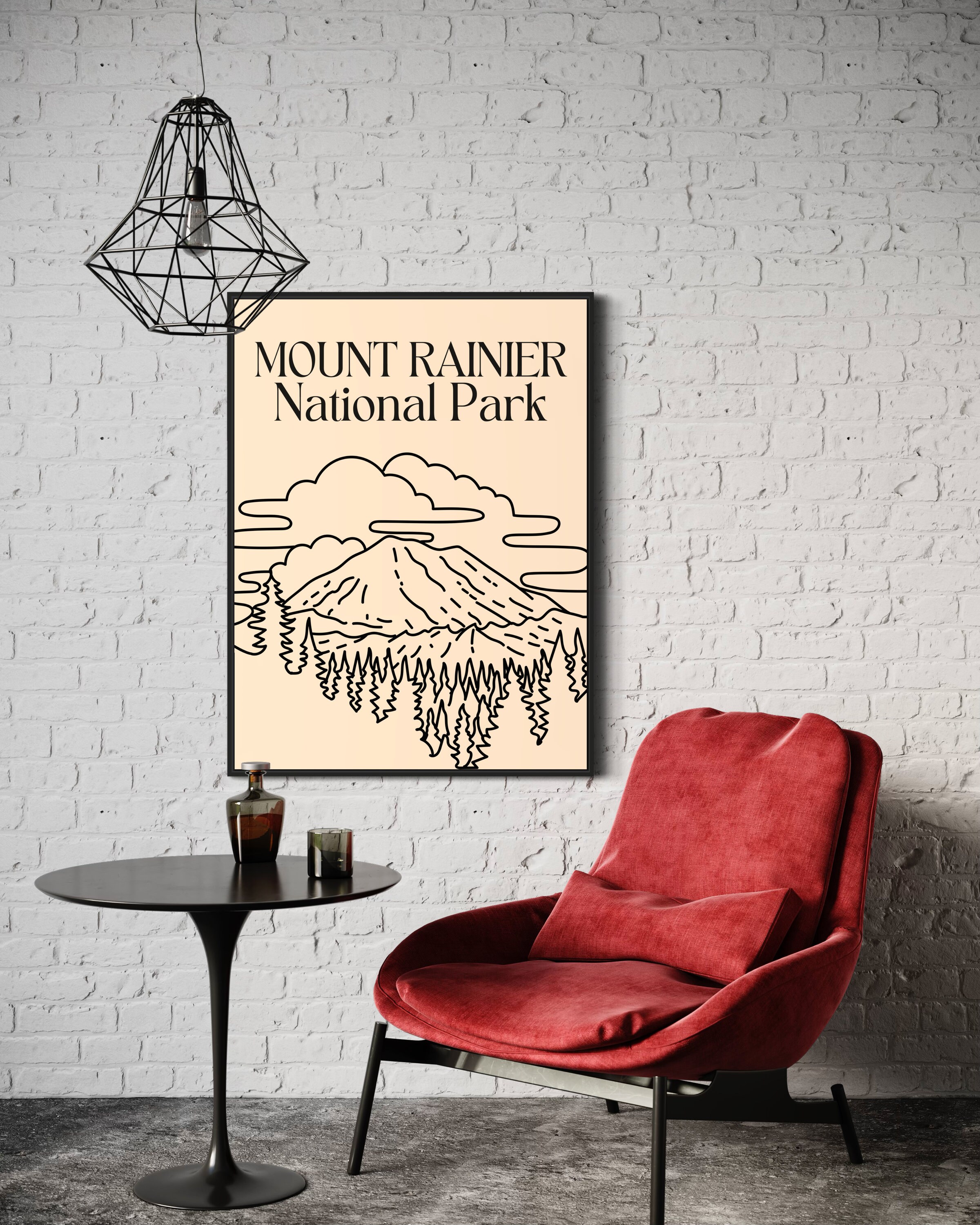 Mount Rainier Art Print, National Park Poster, Washington Art, Digital ...