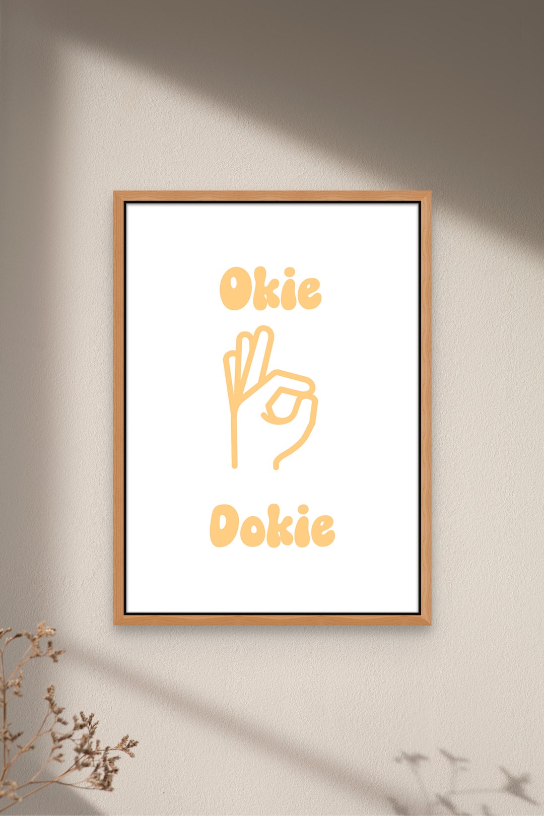Okie Dokie Art Print, Digital Download, Yellow and White, OK Hand Sign ...