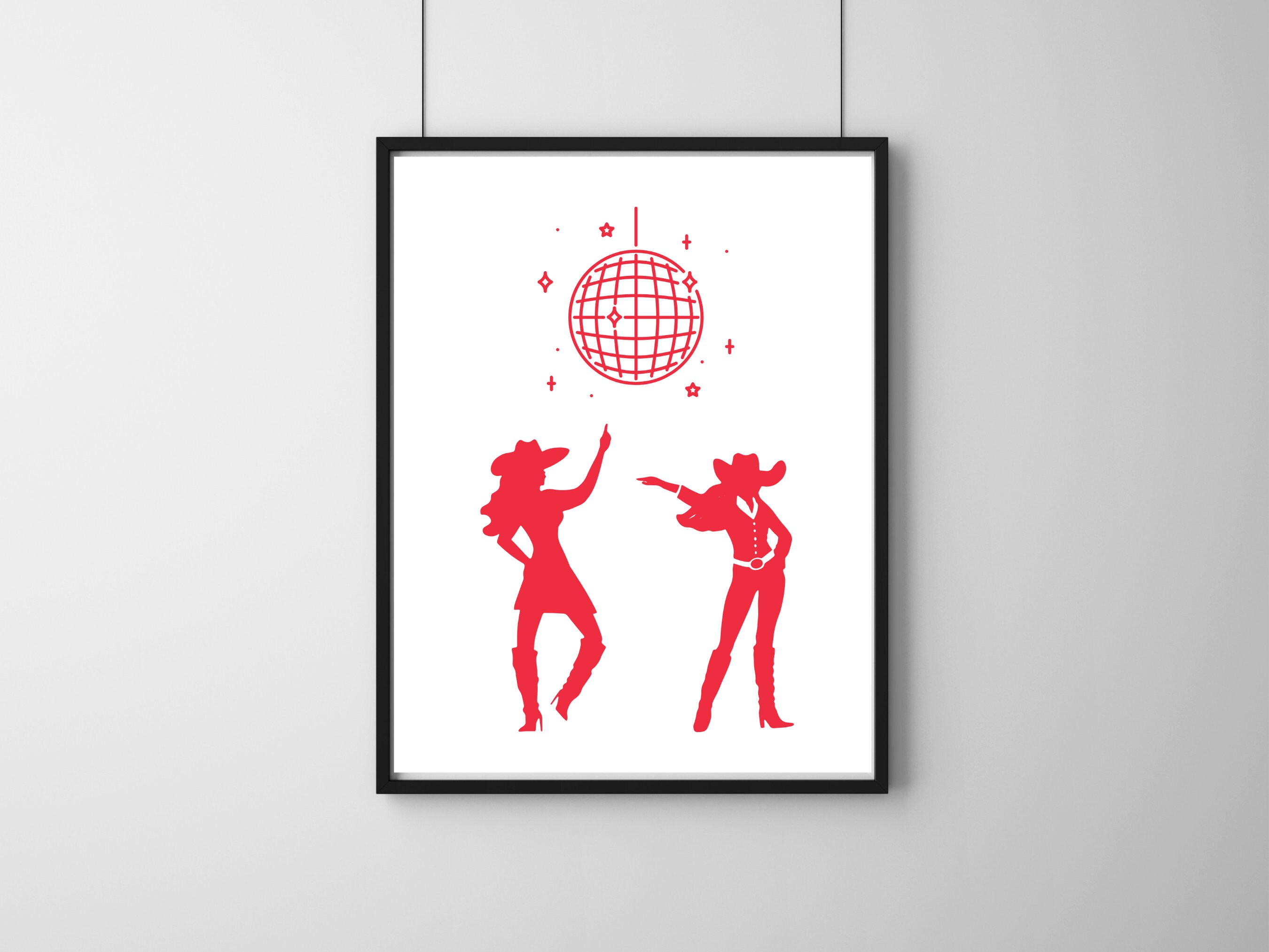 Coastal Cowboy Art Print, Disco Cowgirl Poster, Trendy Wall Decor ...