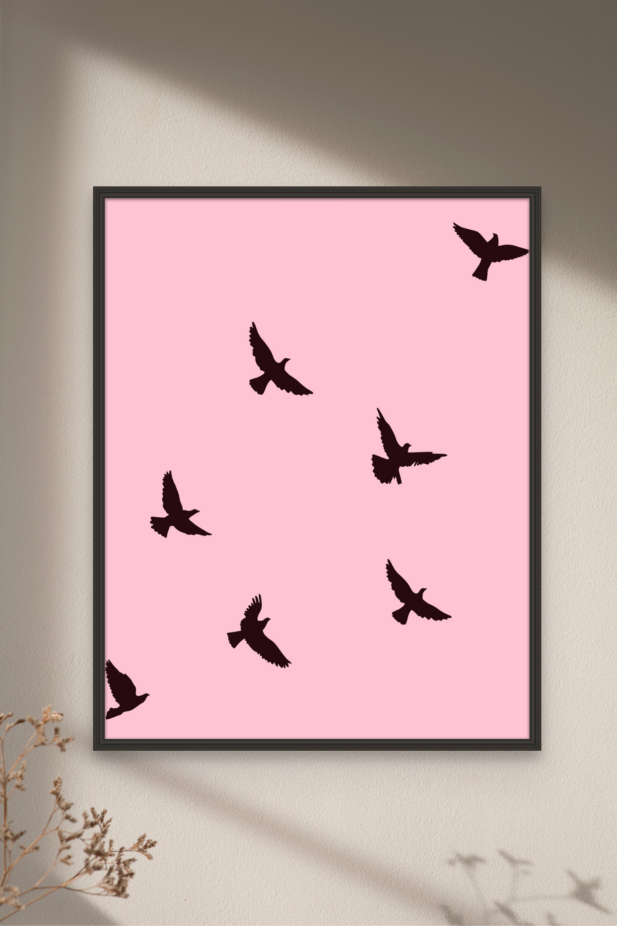 Boho Bird Art Print, Bohemian Poster, Coastal Wall Decor, Flying Birds ...