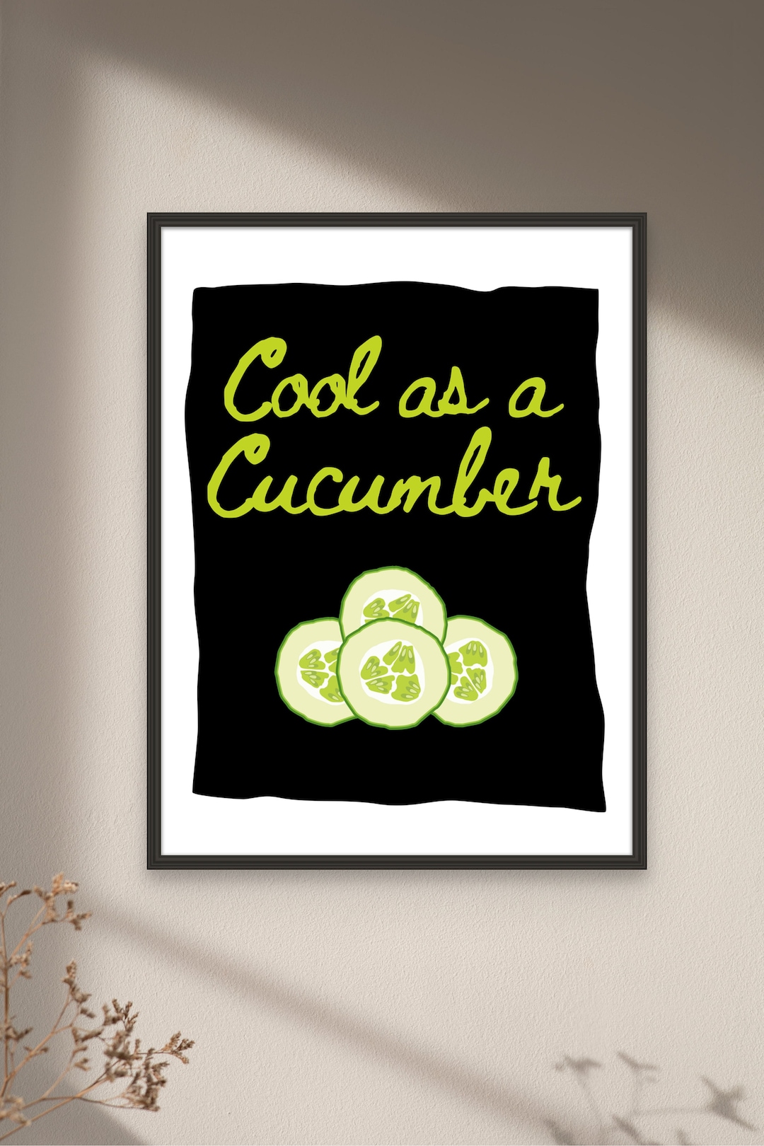 Cool as a Cucumber Print, Cute Veggie Poster, Food Pun Wall Art ...