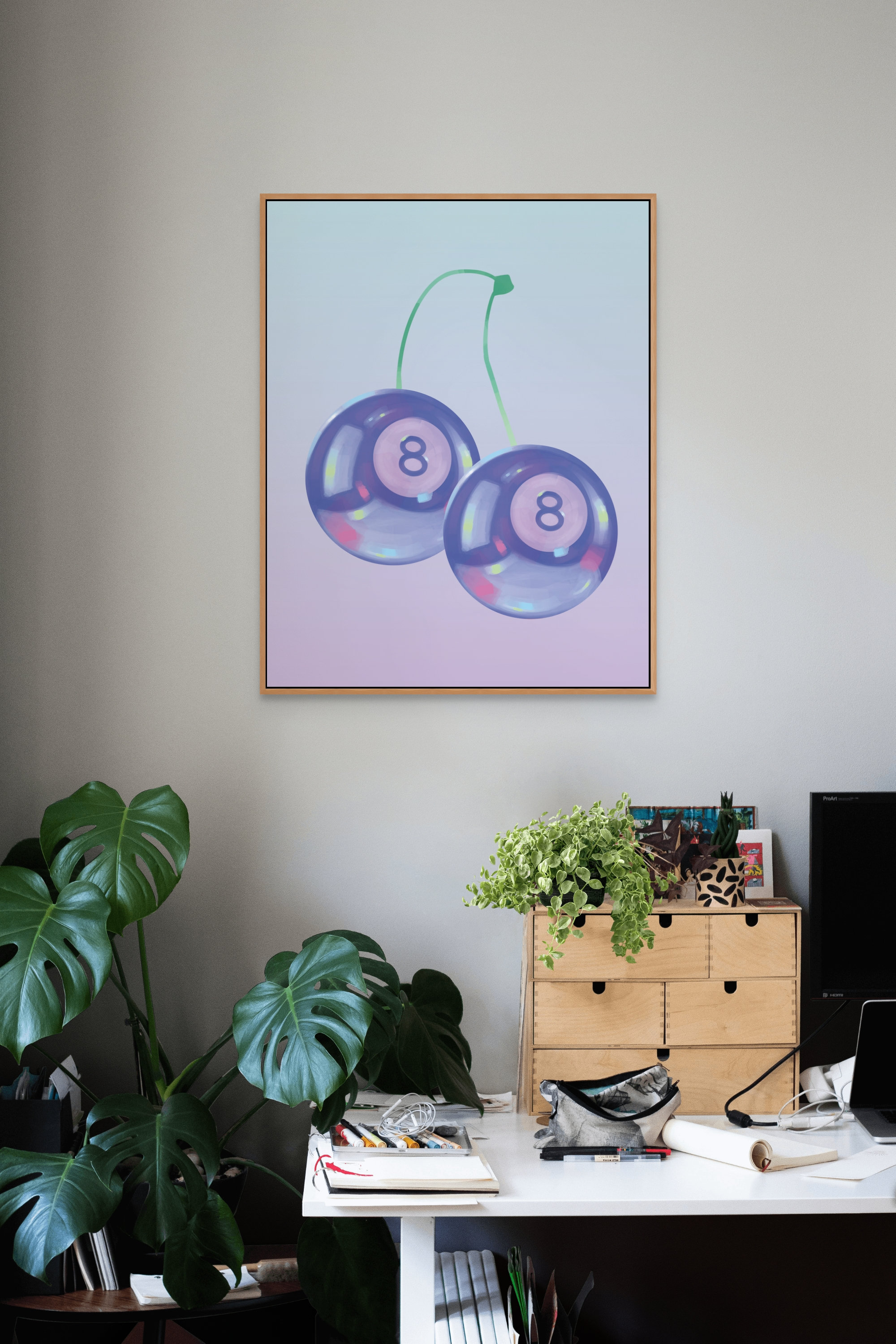 Cherry 8 Ball Art Print, Preppy Poster, Trendy Digital Download ...