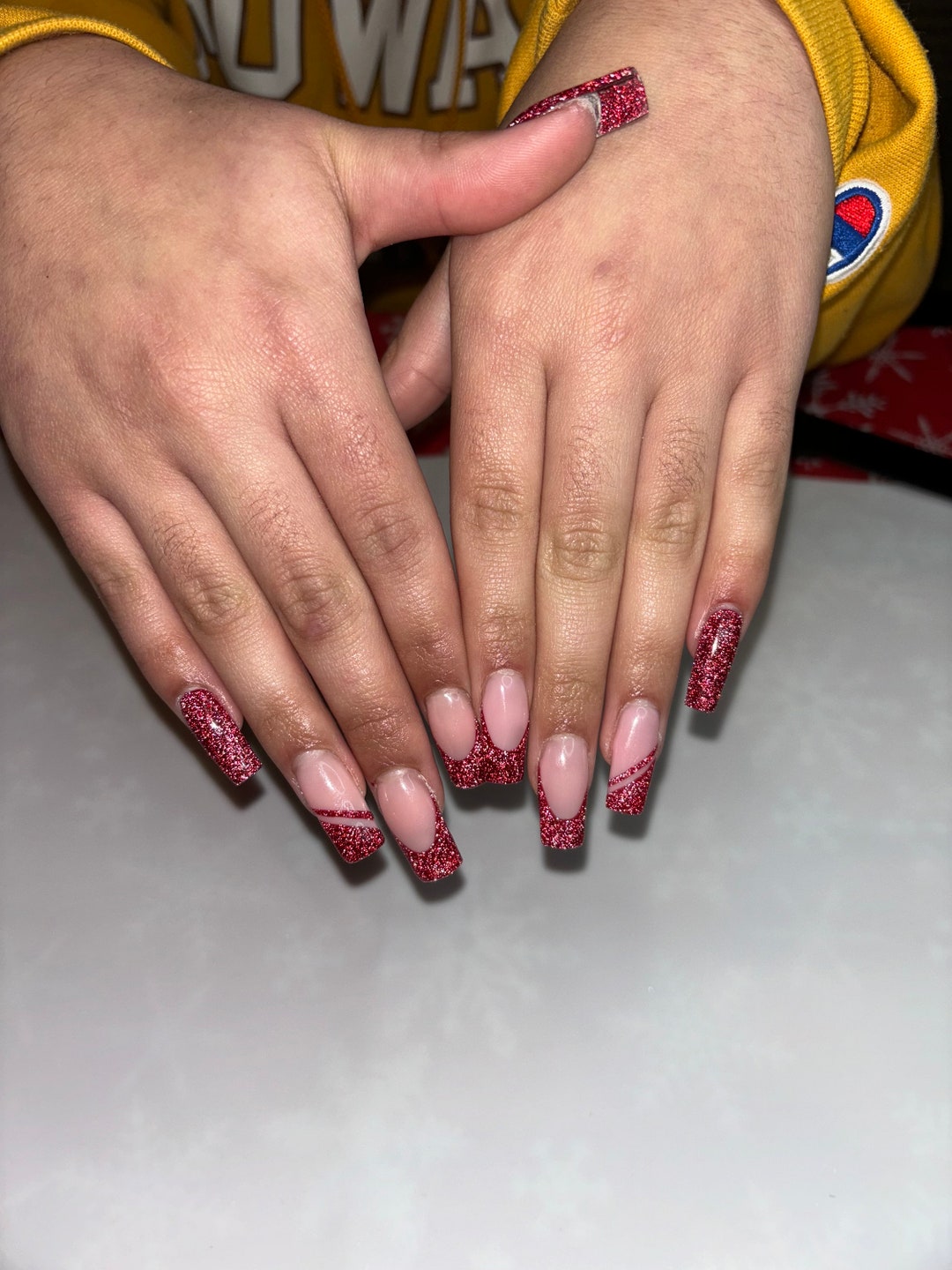 Red Christmas Nails | Red Reflective Sparkly Christmas Nails | Holiday ...