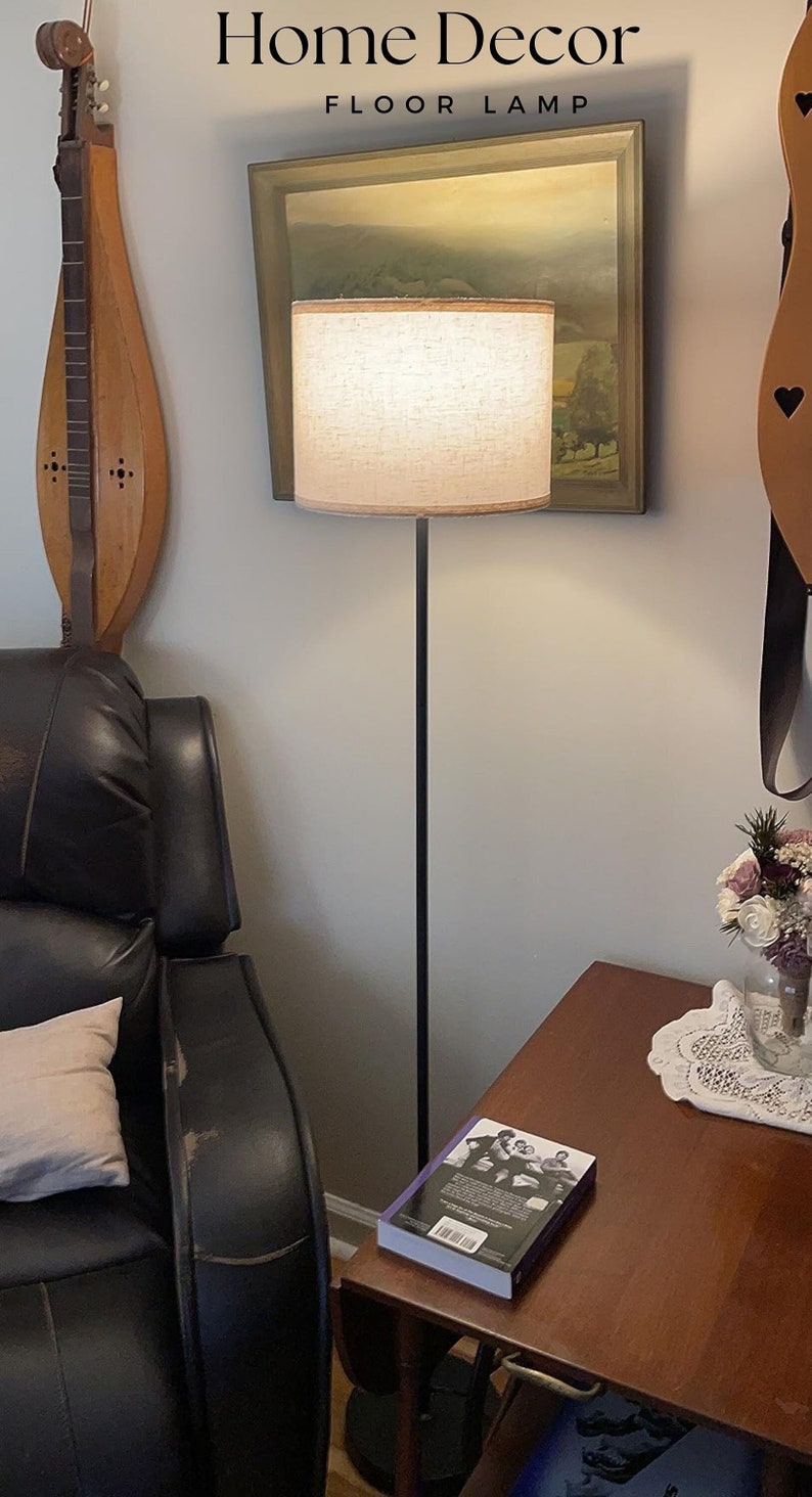 Floor Lamps, Modern Floor Lamp, Simple Standing Lamp, Linen Shade, Tall ...