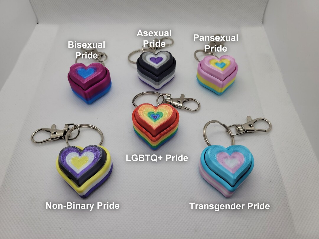 Pride Fidget Heart Clicker Keychain, Lgbtq/pansexual/bisexual ...