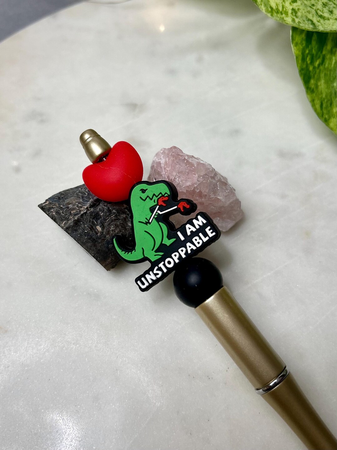 FUNNY Tyrannosaurus Rex PEN • DINOSAUR Beaded Pens Cute Silicone Beads ...