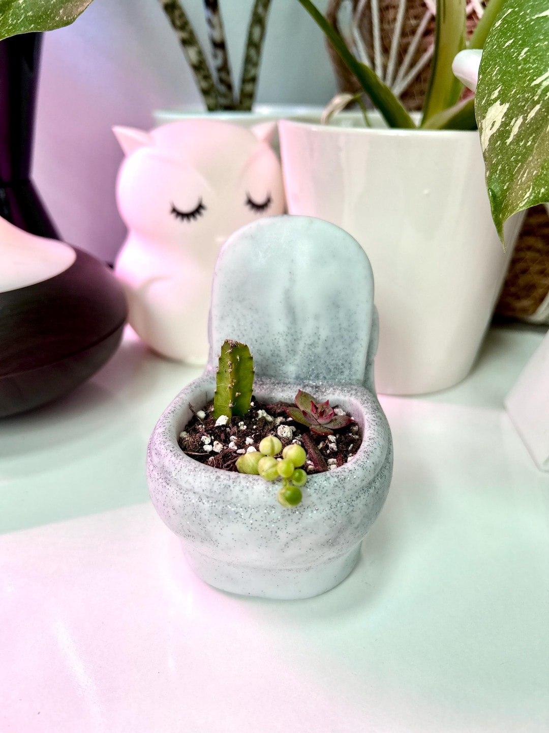 TOILET PLANT POT • Potty Humor Decorative Planter Pot Washroom Decor ...