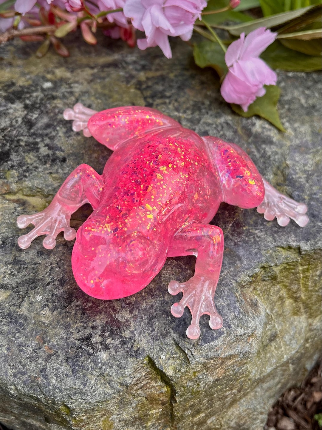 Neon Pink FROG FIGURINE Glitter Home Decoration Sparkly Froggy Pet ...