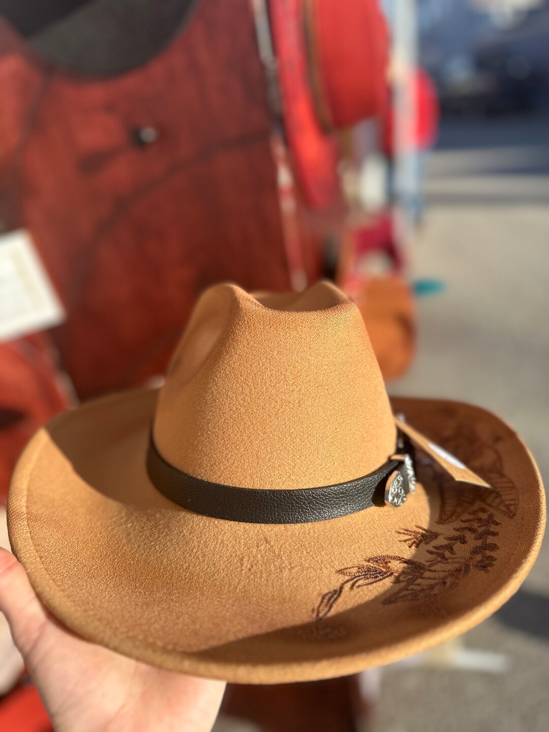 Tan Wood Burned Cowboy Hat - Etsy