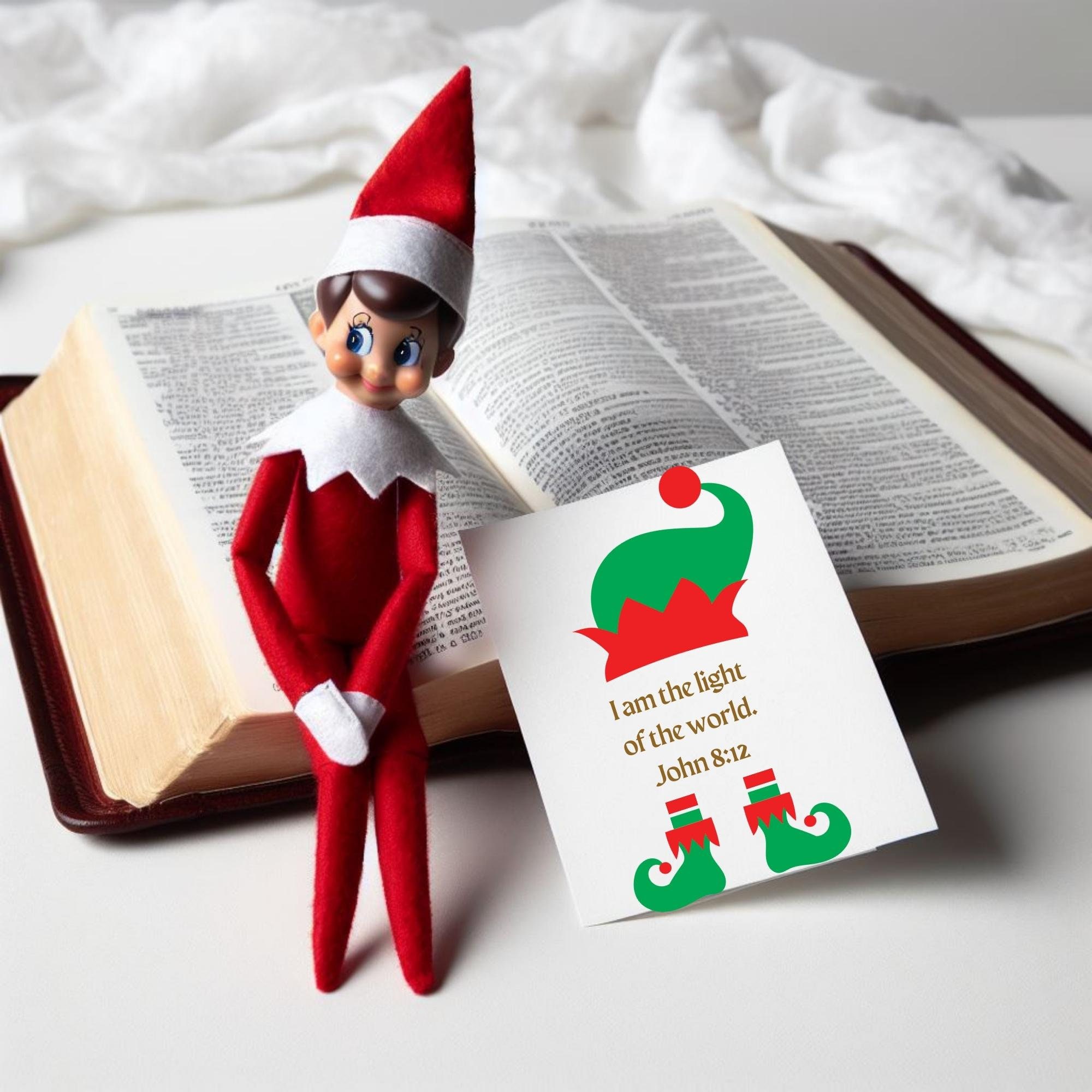 Elf on the Shelf Accessories, Kids Christmas Bible Verse Cards, 24 ...