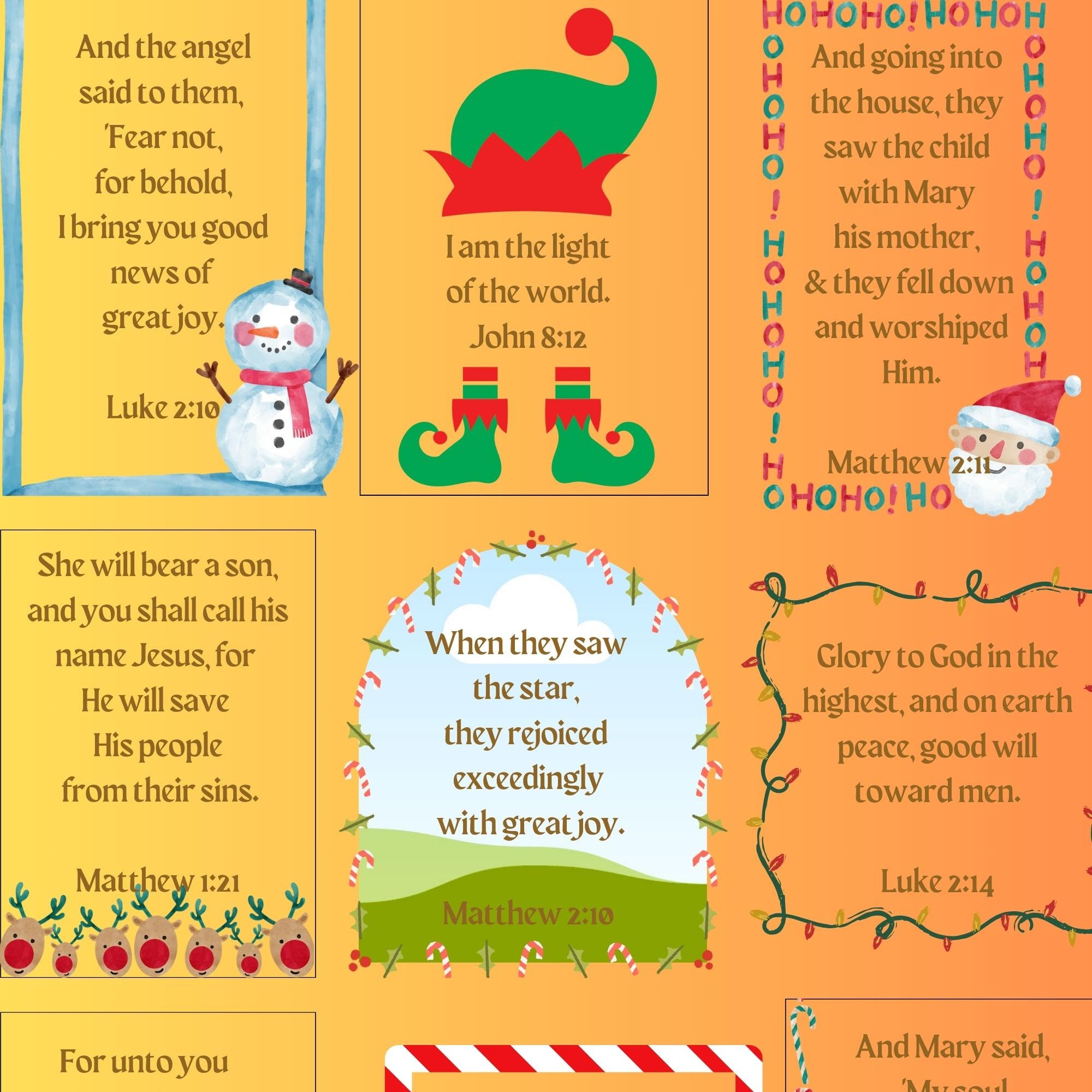 Elf on the Shelf Accessories, Kids Christmas Bible Verse Cards, 24 ...