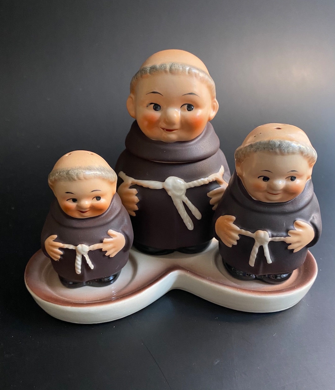 Goebel Hummel Monk Friar Salt, Pepper and Sugar Figurines With Serving ...