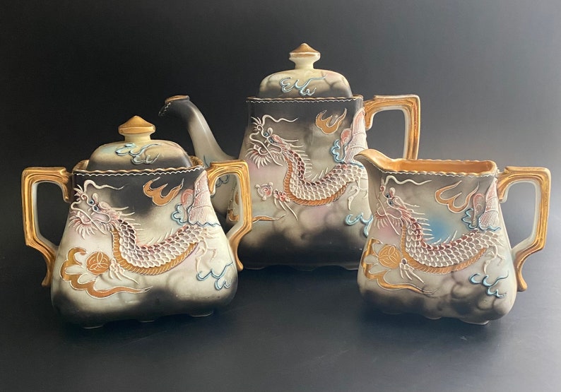 Antique Dragonware Tea Set Mooriyama Mori-machi Dragonware Hand Painted ...