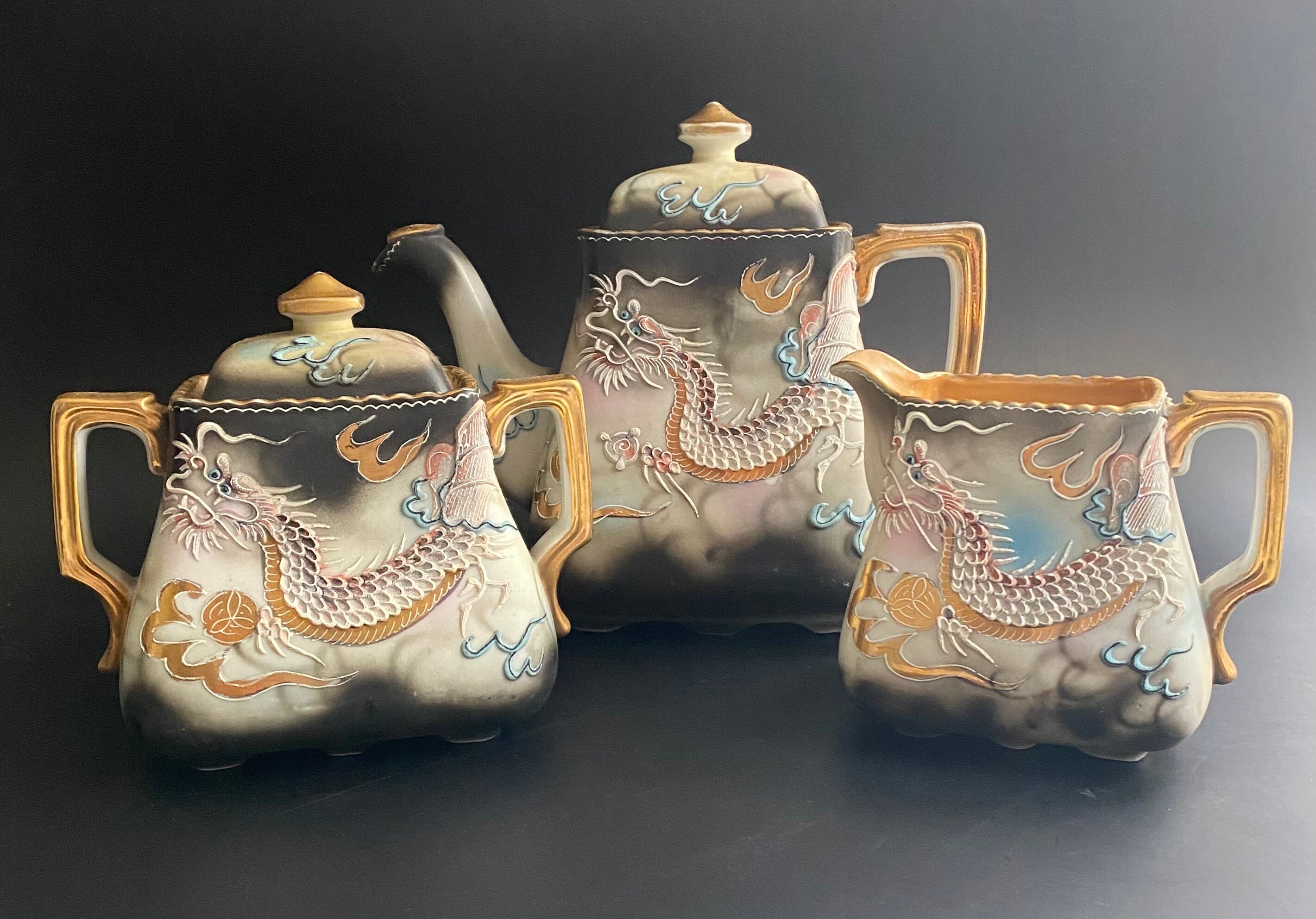 Antique Dragonware Tea Set Mooriyama Mori-machi Dragonware Hand Painted ...