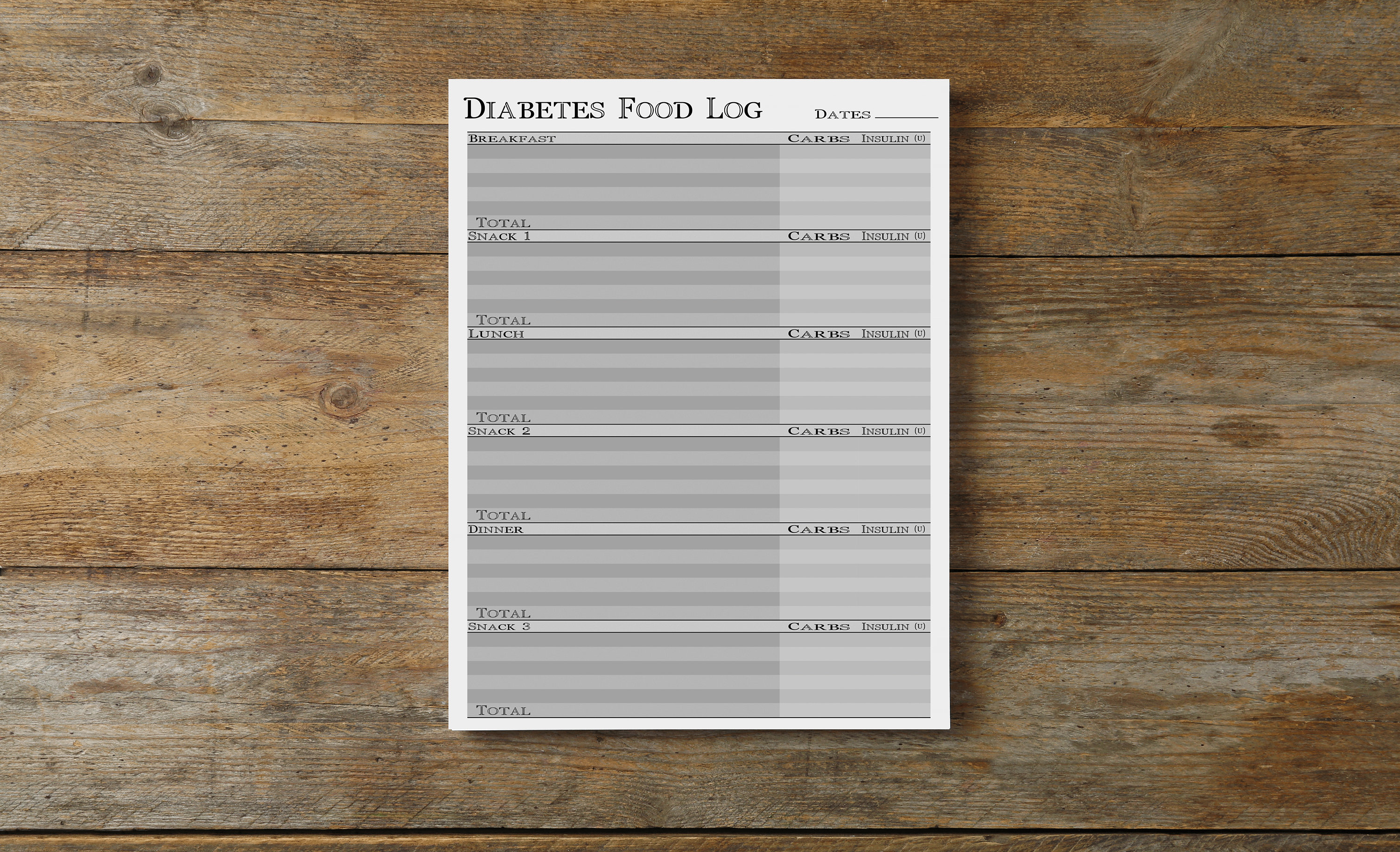 Printable Diabetes Food Log, Blood Sugar Tracker, Carbs Ratio ...