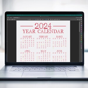 2024 Yearly Calendar Red - Etsy UK