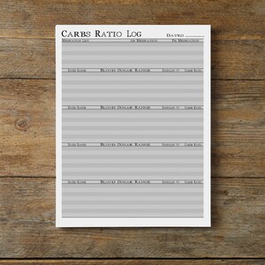 Printable Diabetes Food Log, Blood Sugar Tracker, Carbs Ratio ...