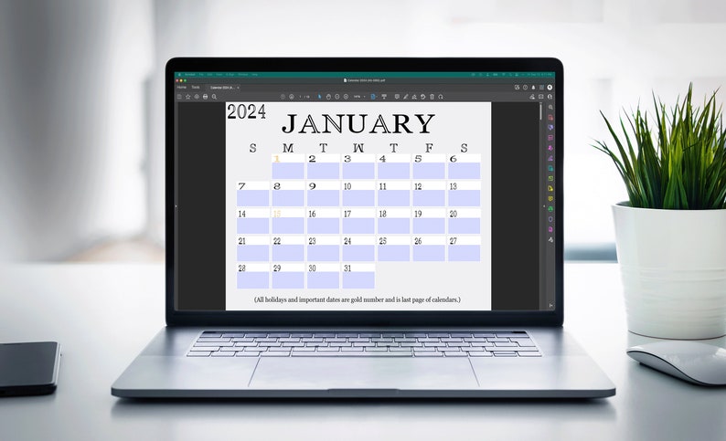 2024 Yearly & Monthly Calendar - Black - Etsy