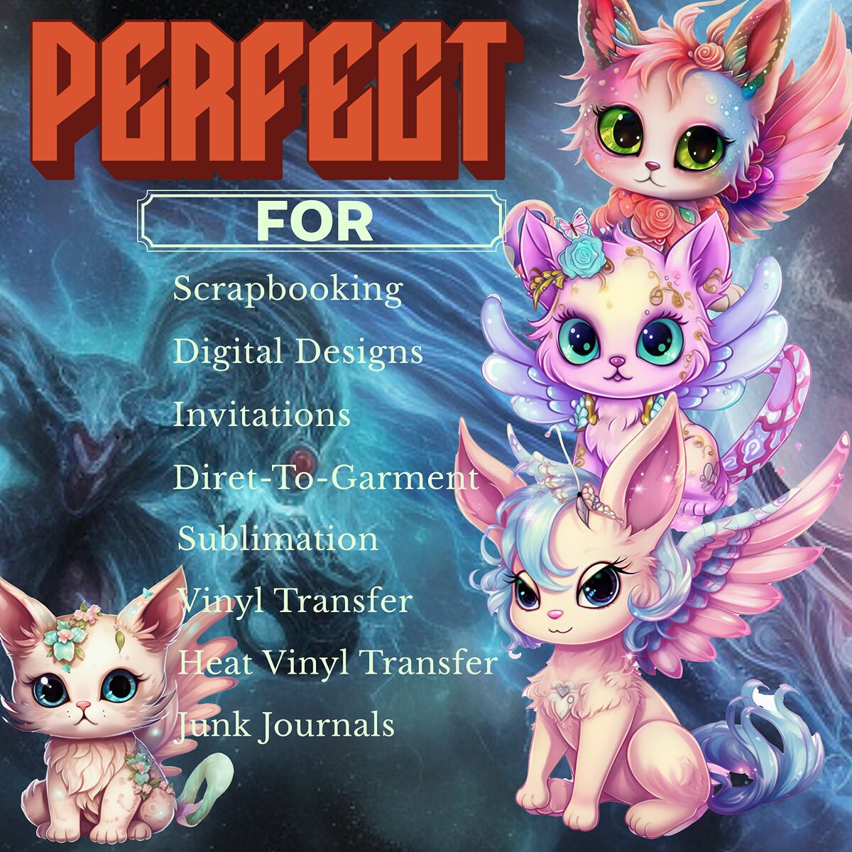 10 Fairy Cat Bundle Magical Clipart S4| Instant Download | Cat Jpgs ...