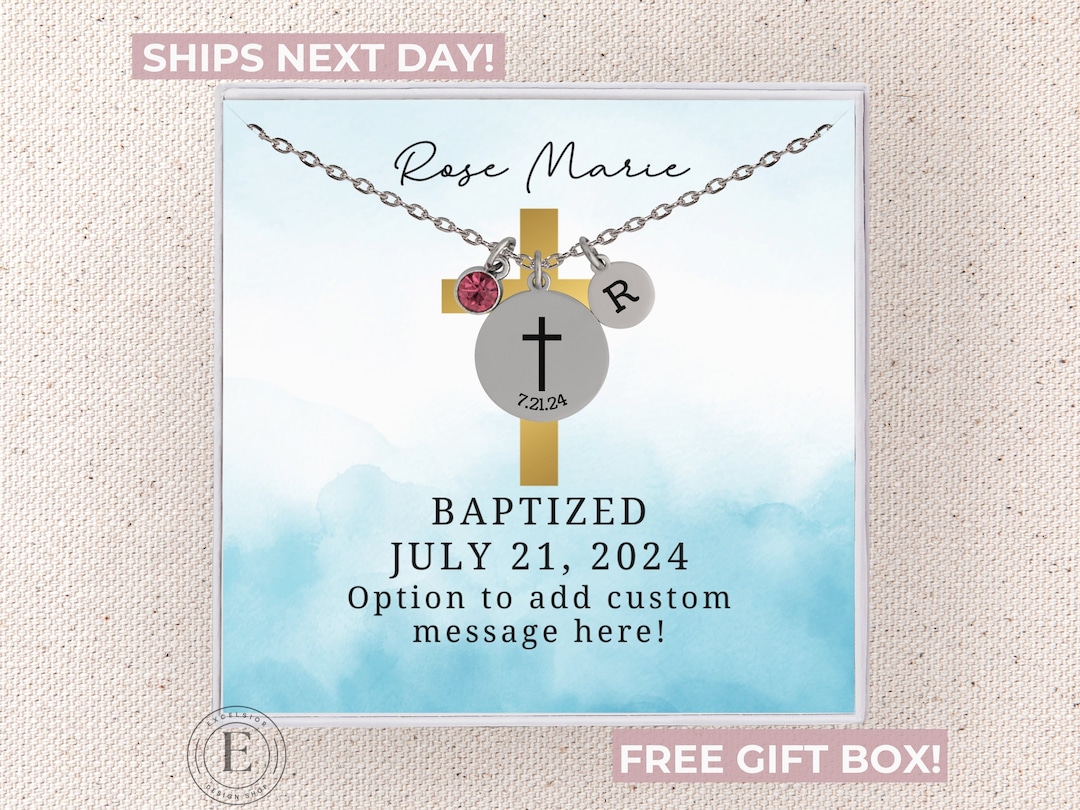 Baptism Necklace Custom Baptism Date Necklace Personalized Christening ...