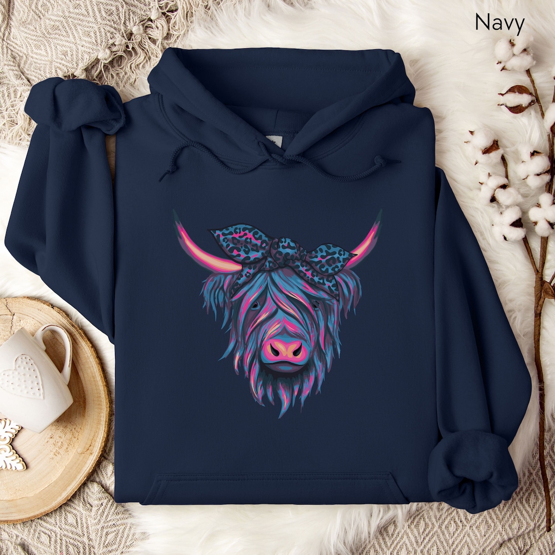 Highland Cow Hoodie,highland Cow Fall Sweatshirt,cow Hooded Sweatshirt ...