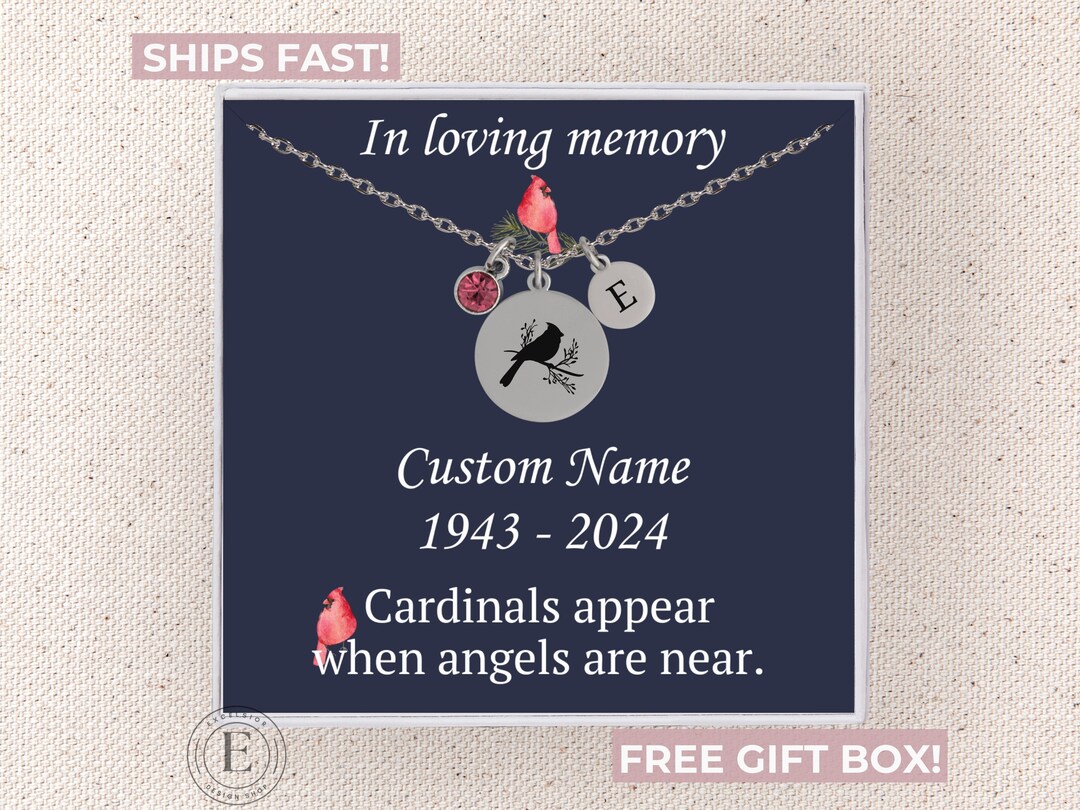 Cardinal Memorial Necklace Custom Cardinal Remembrance Jewelry ...