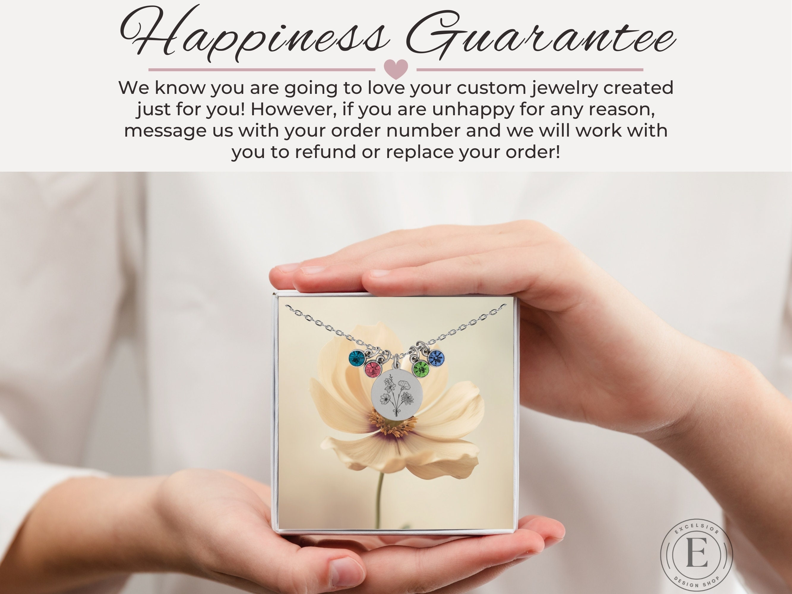 Birth Flower Bouquet Necklace Custom Birthstone Birthflower Necklace ...