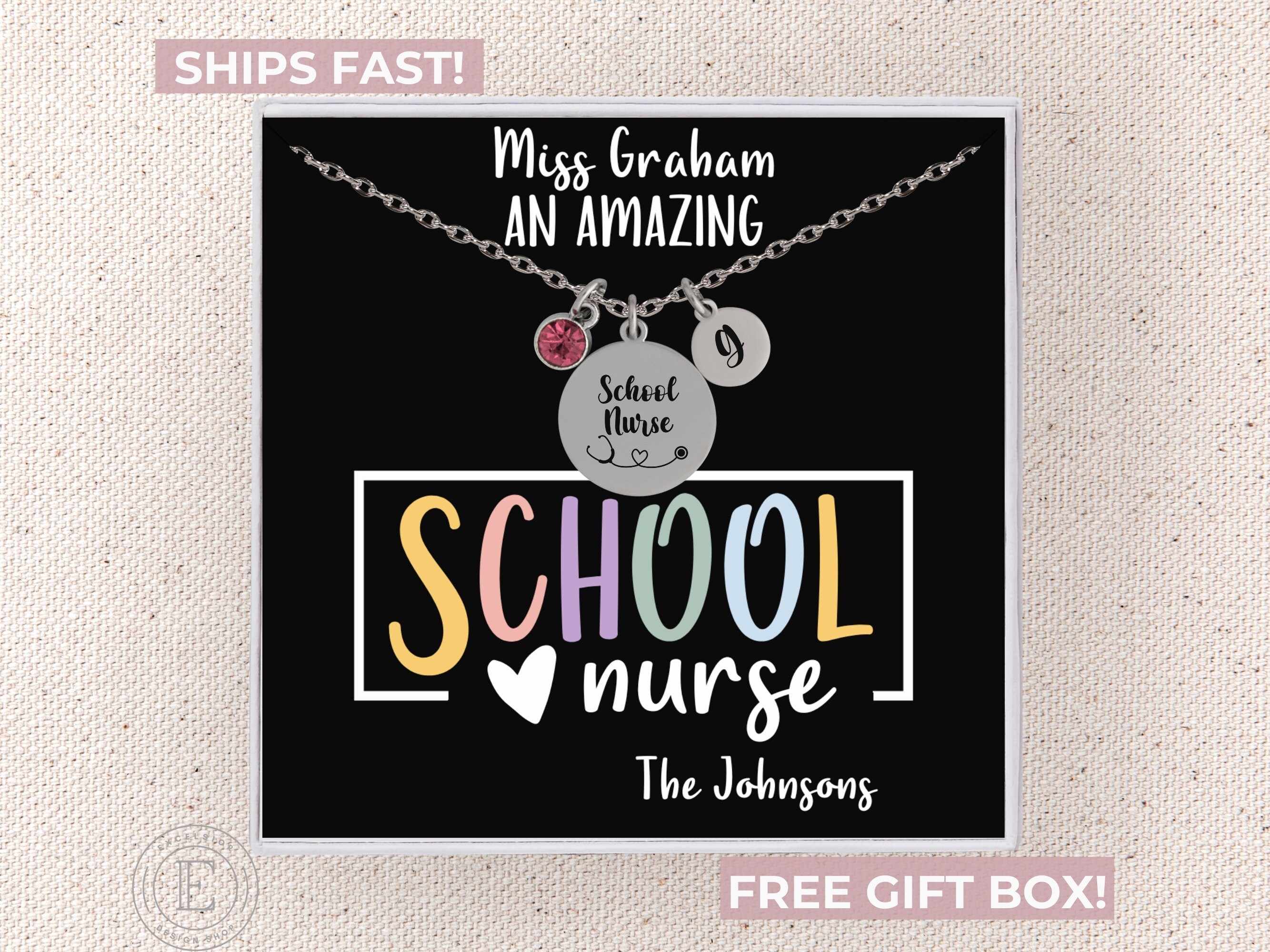 School Nurse Necklace Personalized School Nurse Appreciation Jewelry ...