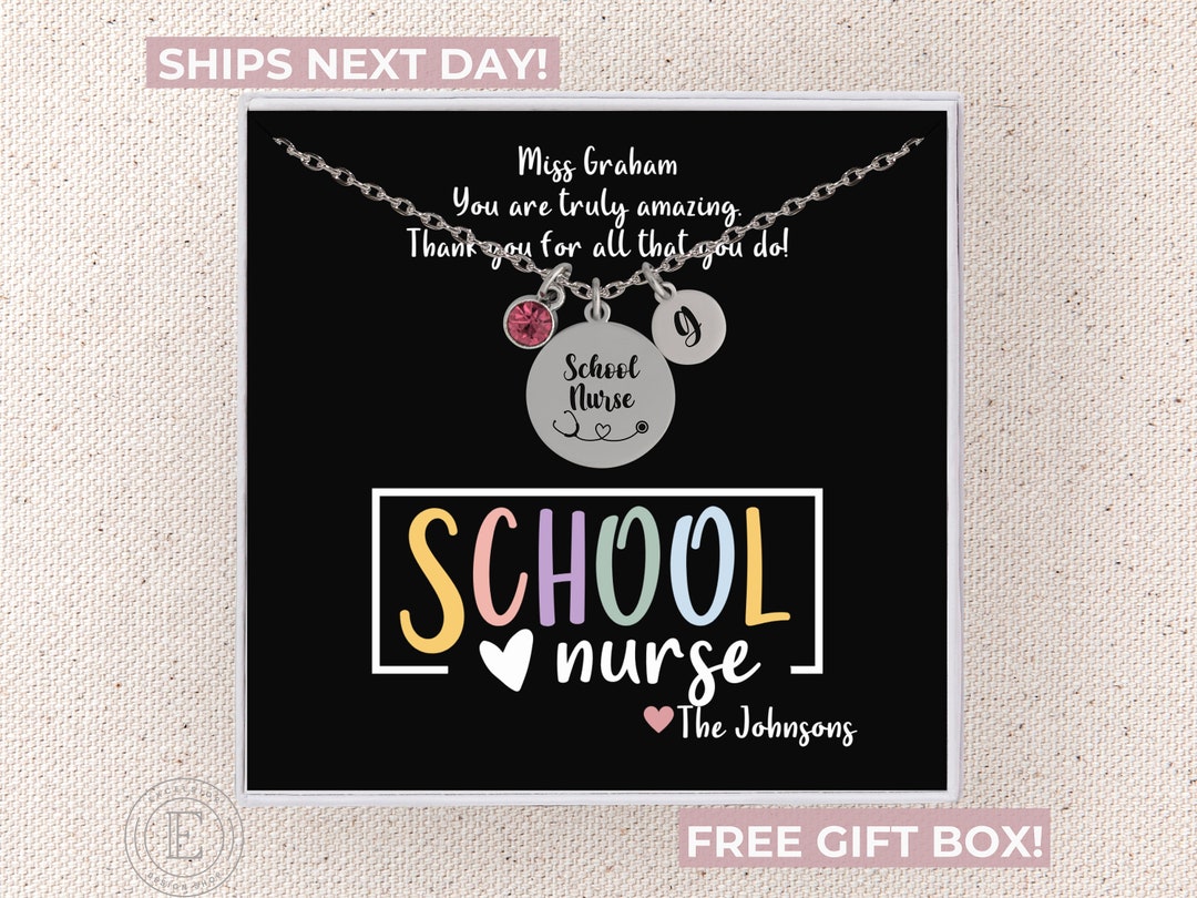 School Nurse Necklace Personalized School Nurse Appreciation Jewelry ...