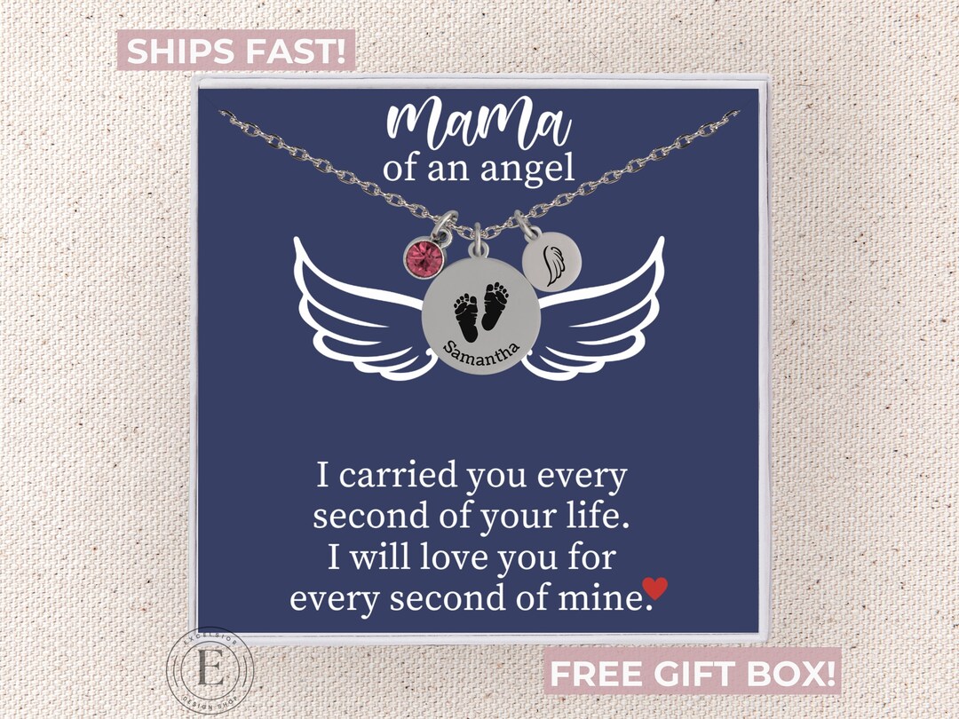 Mama of an Angel Necklace Custom Mom of an Angel Jewelry Angel Baby ...