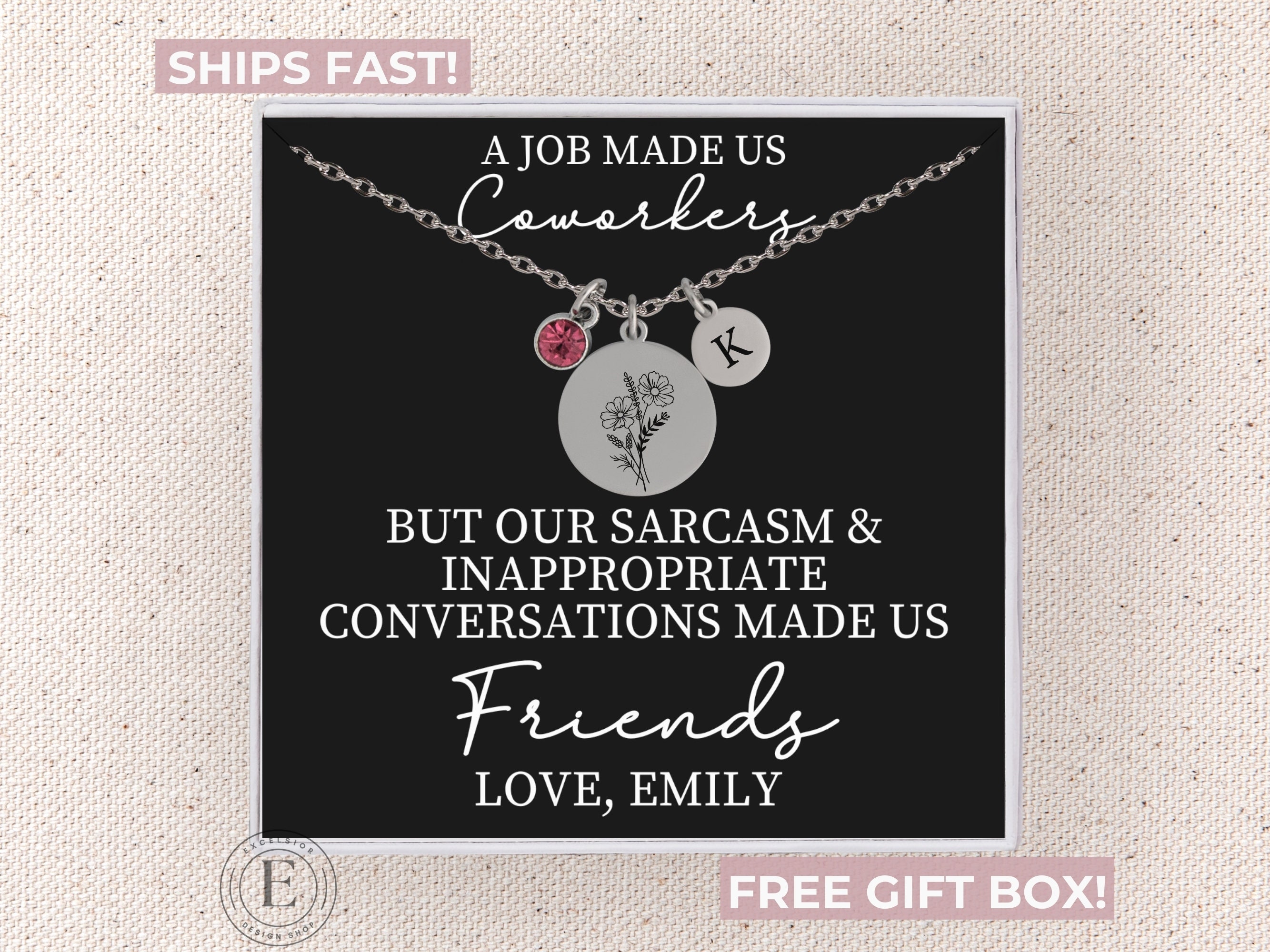 Work Bestie Necklace Custom Work Best Friend Jewelry Personalized ...