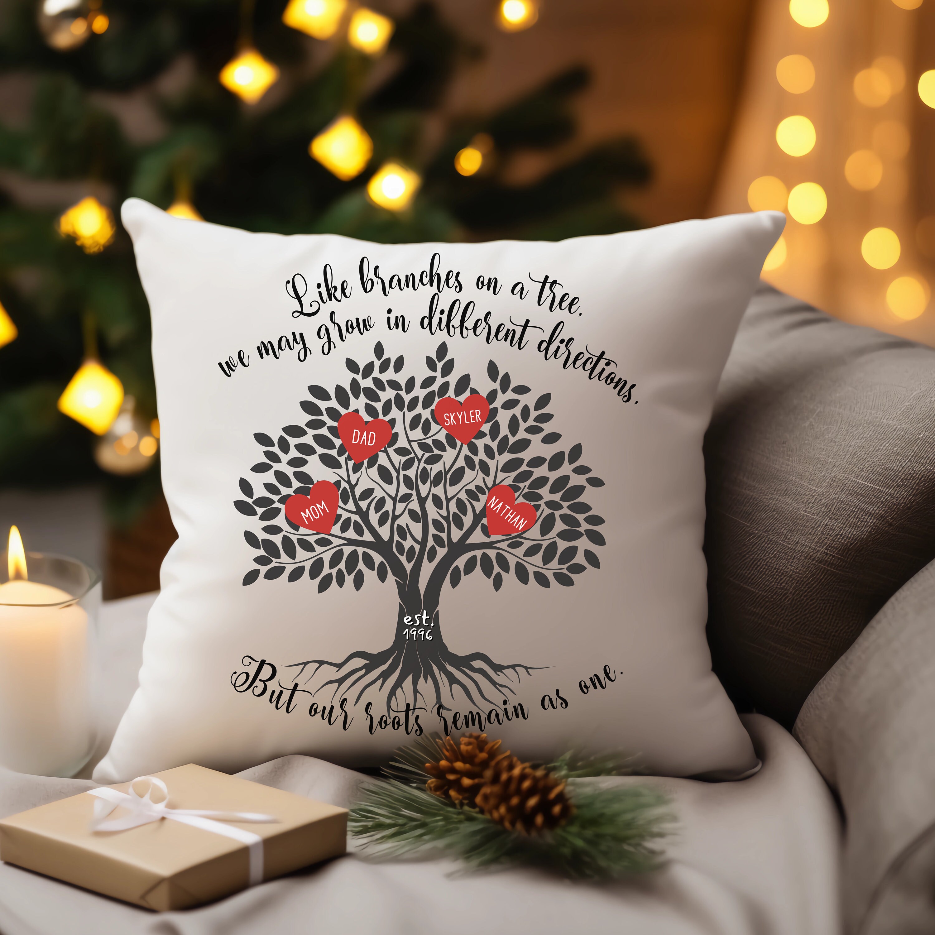 Personalized Family Tree Pillow, Grandparents Gift, Family Gift ...