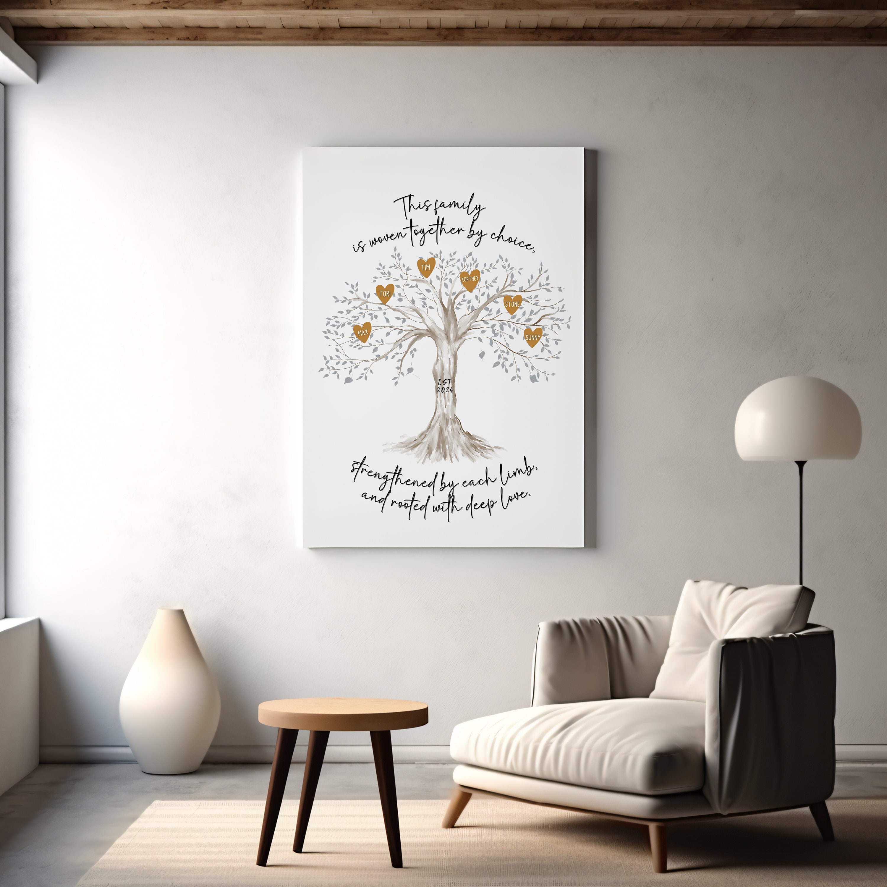 Personalized Blended Family Tree Canvas Print, Custom Family Tree Print ...