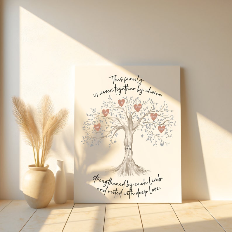 Personalized Blended Family Tree Canvas Print, Custom Family Tree Print ...