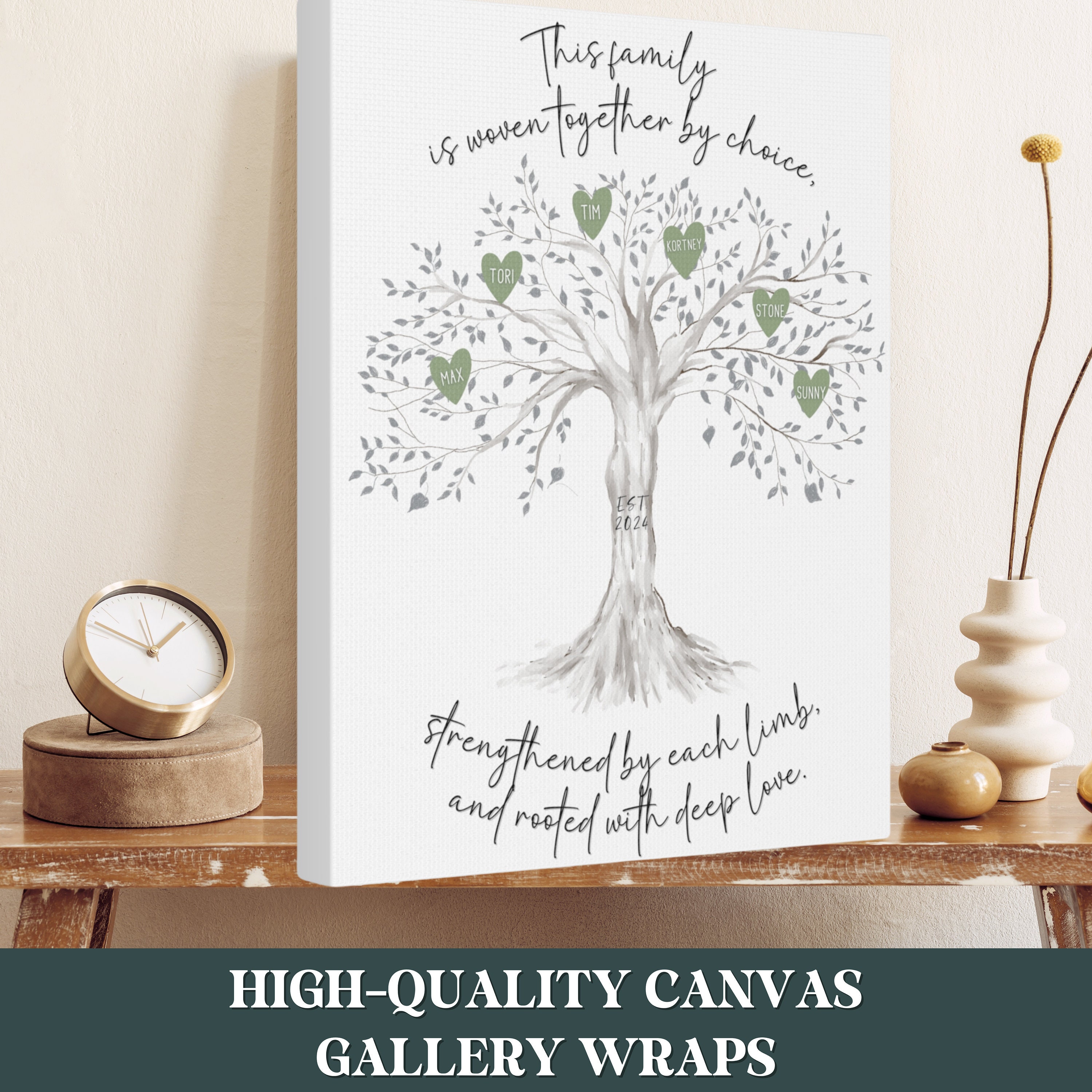 Personalized Blended Family Tree Canvas Print, Custom Family Tree Print ...