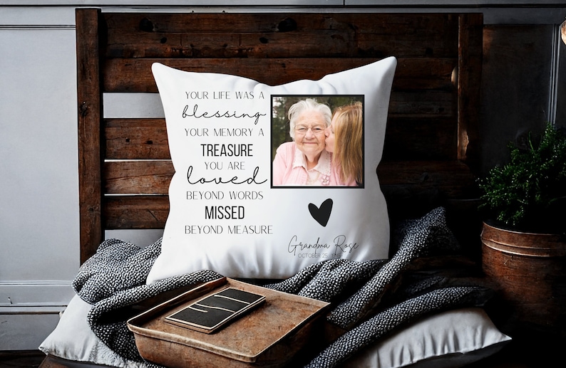 Personalized Photo Memorial Pillow, Bereavement Gift, in Loving Memory ...