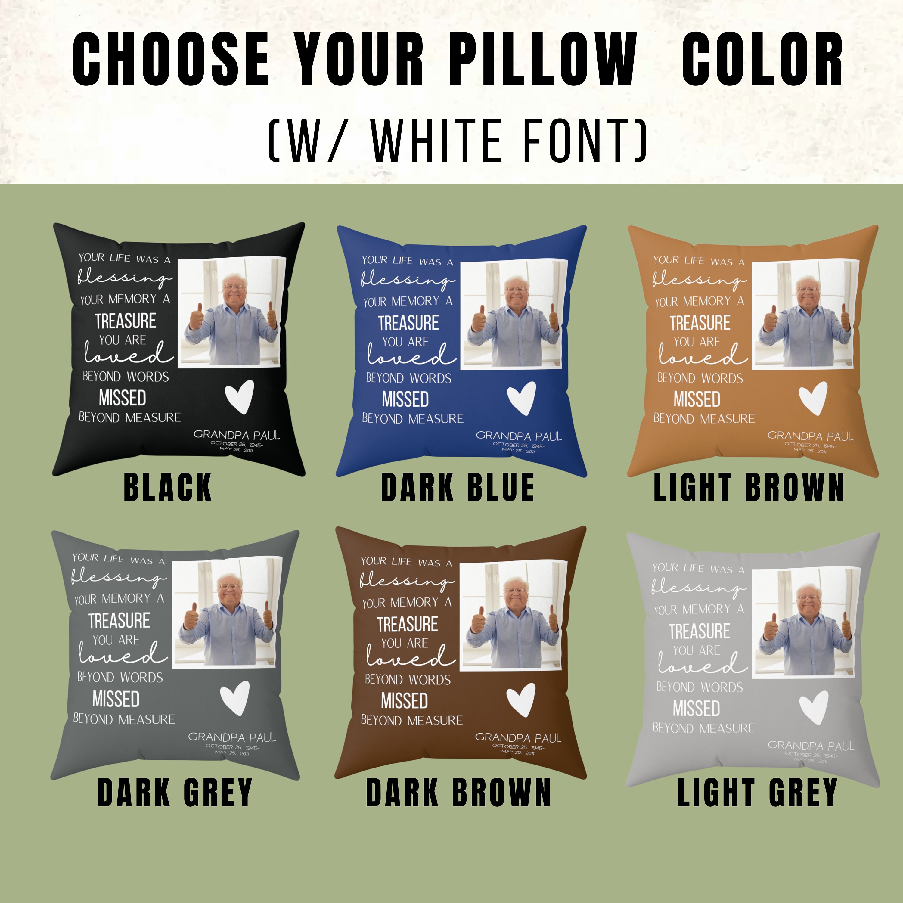 Personalized Photo Memorial Pillow, Bereavement Gift, in Loving Memory ...