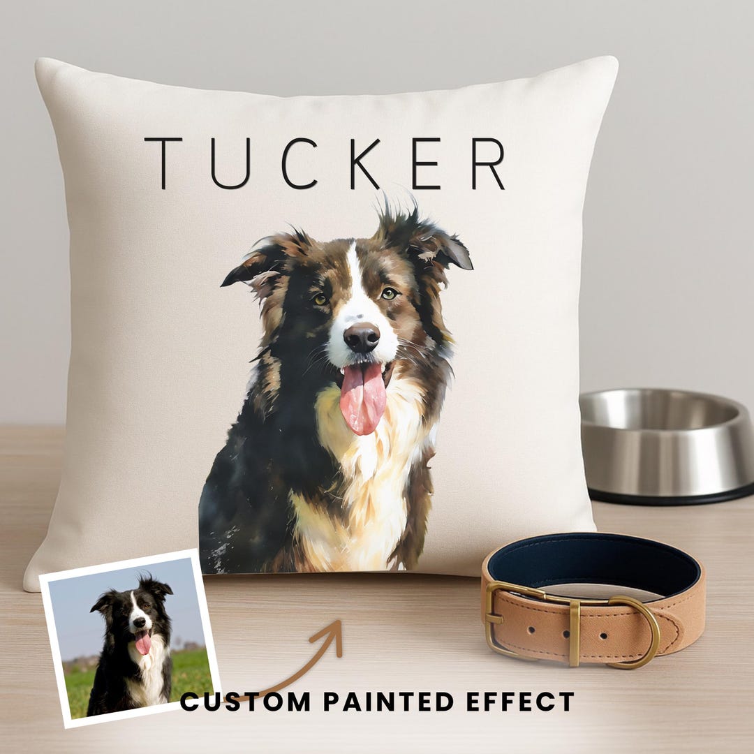 Custom Pet Pillow With Photo Name, Custom Dog Pillow, Personalized Dog ...